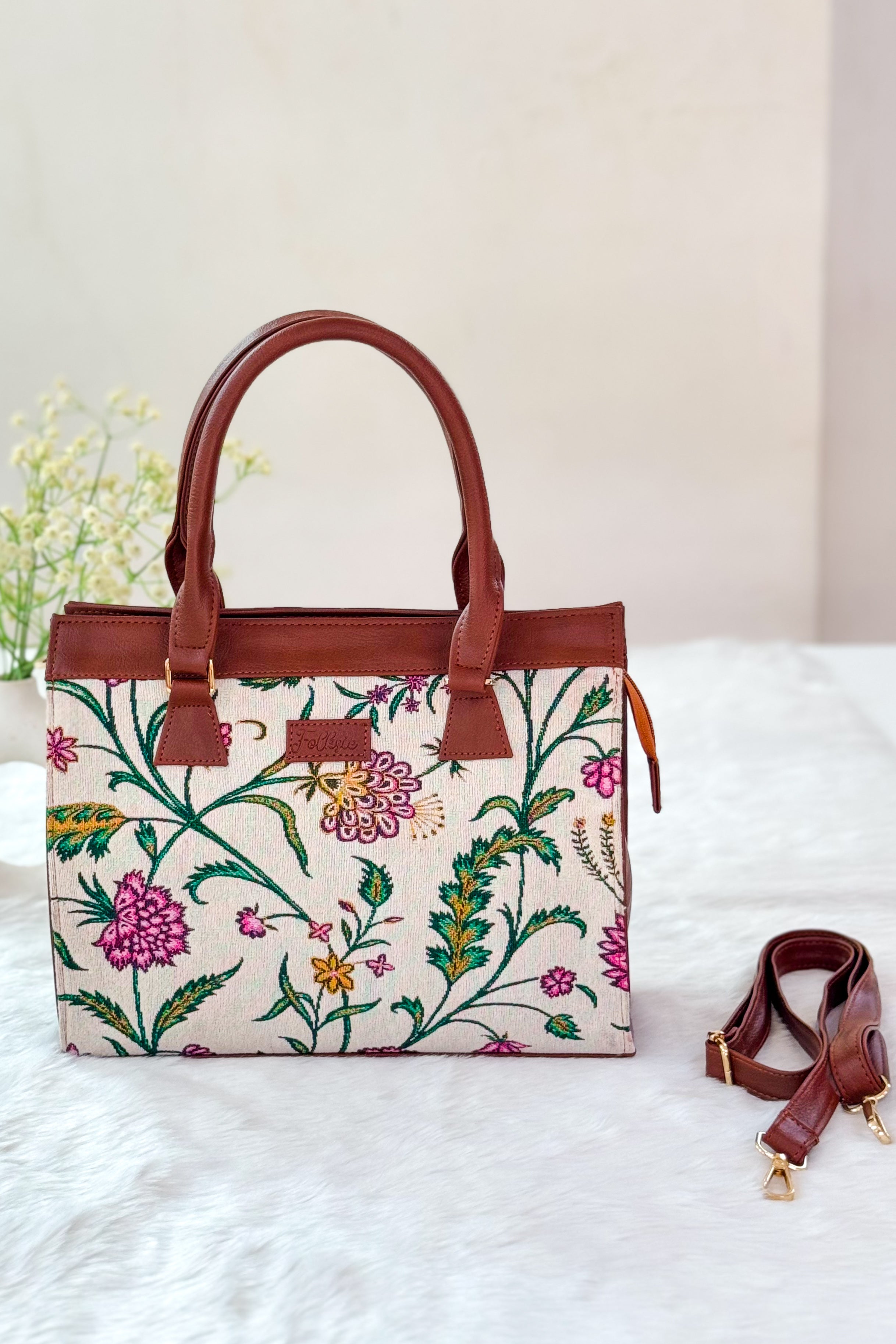 White Lotus Classic Handbag – Folksie